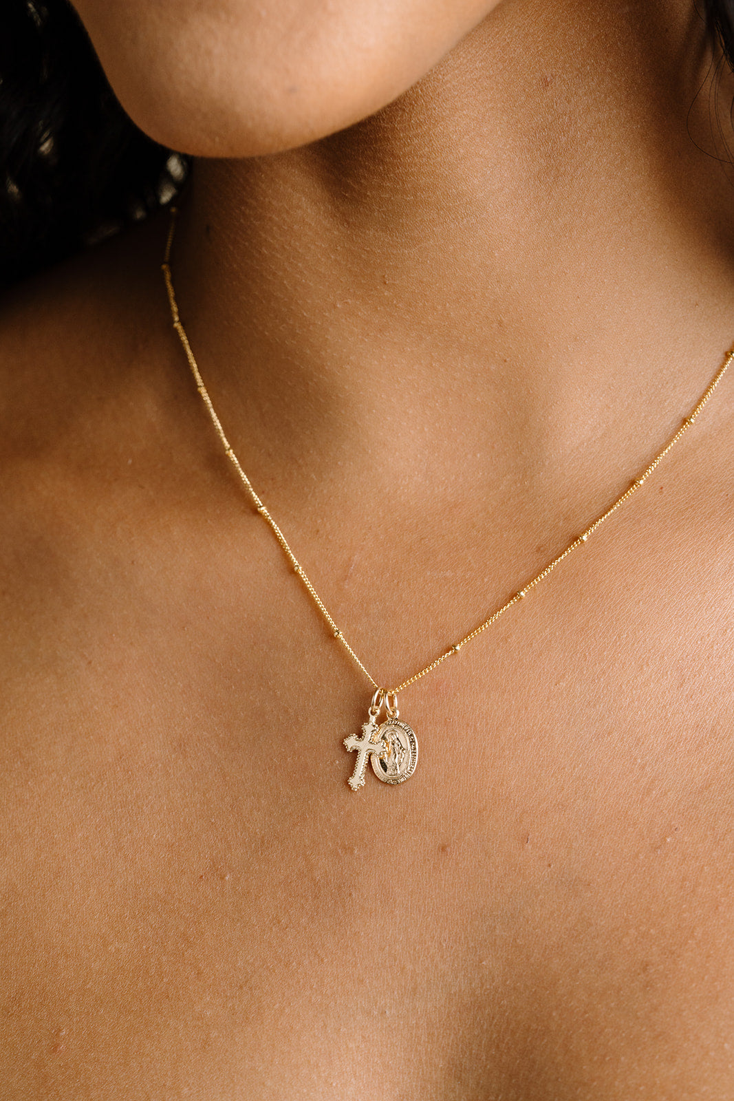 Oval Mary Cross Necklace Bella Blush
